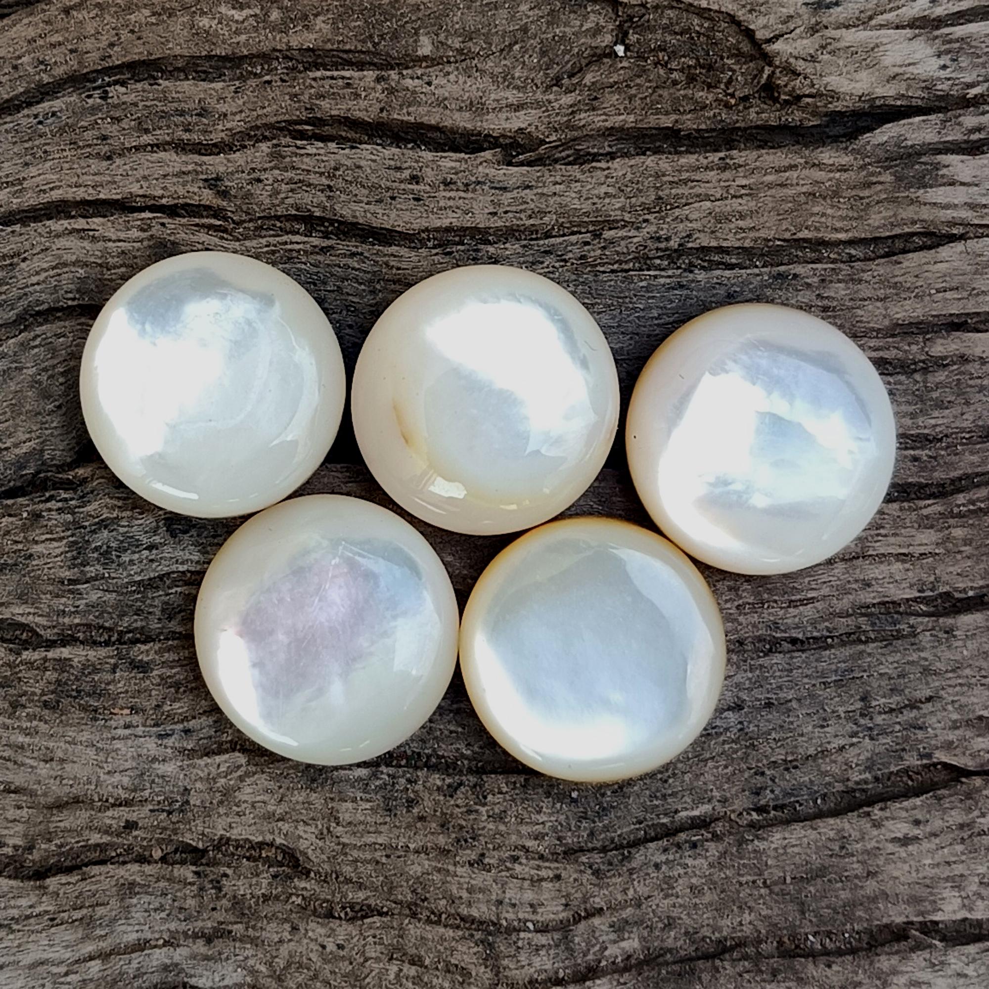 Mother of Pearl Cabochons: Round Flat Back Gemstone (3mm-20mm Size ...
