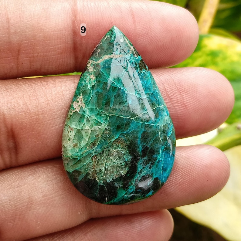 Natural Chrysocolla Pear Shape Cabochons Flat Back Smooth Loose ...