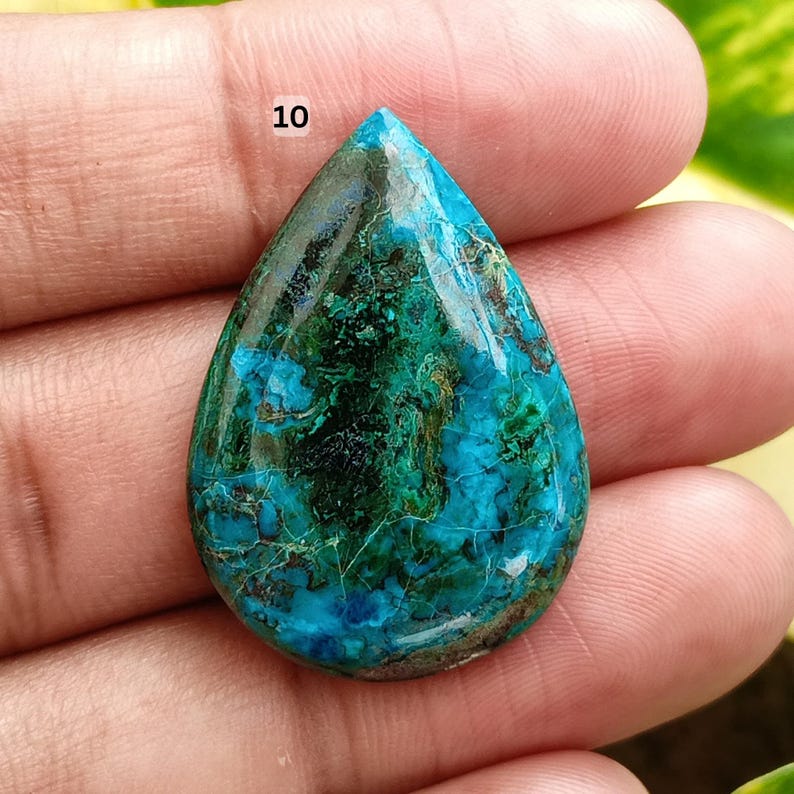 Natural Chrysocolla Pear Shape Cabochons Flat Back Smooth Loose ...