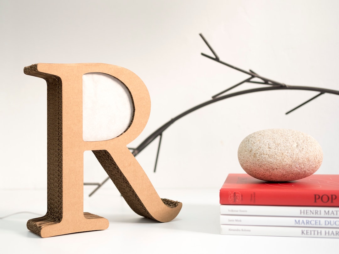 Typography Lamp / Cardboard LED Lamp / Letter Decoration/ Handmade ...