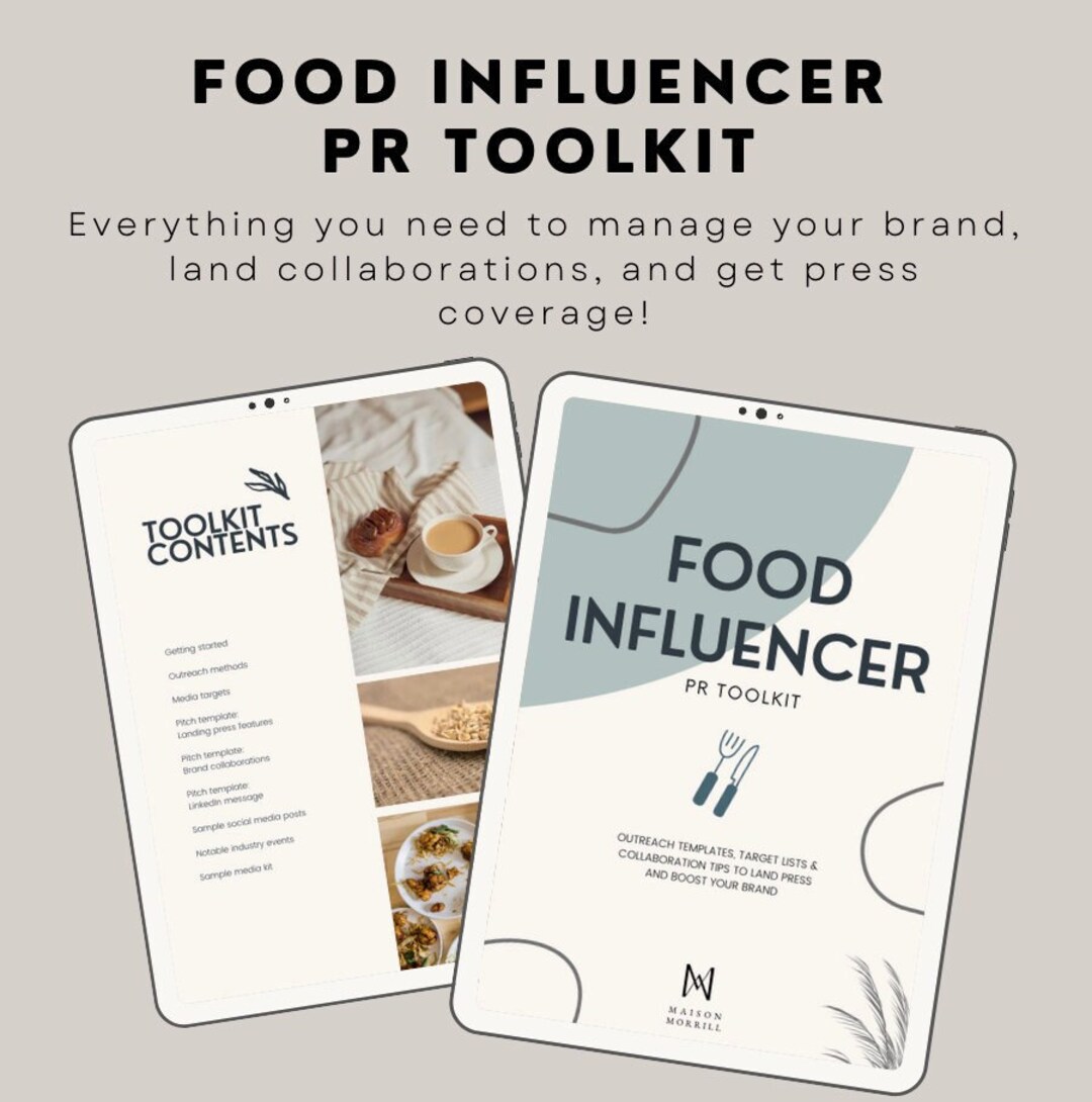 Food Influencer PR Toolkit: Templates, Pitches, Social Posts, Media Kit ...
