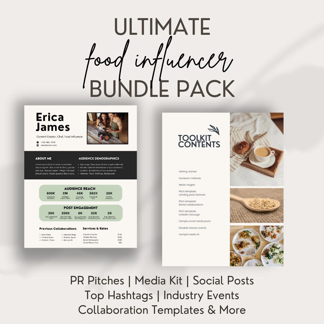 Ultimate Food Influencer Bundle | Food and Chef Marketing Bundle | PR ...
