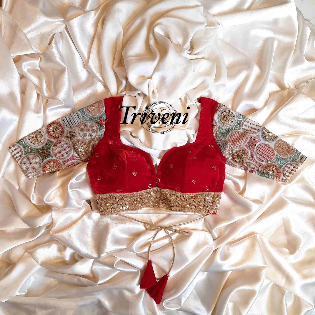 Made to Order Indian Red Velvet Saree Lehenga Sweet Heart Neck - Etsy