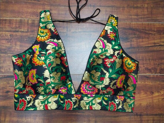 Embroidery Green Sabyasachi deep V cut blouse Designer Pattern ...