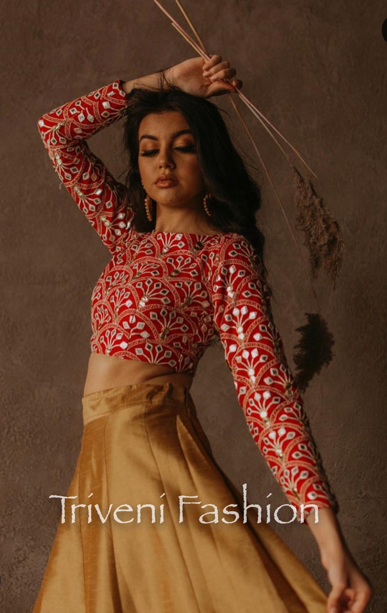 Red Saree Blouse for Women Fancy Sari Blouses Partywear - Etsy India