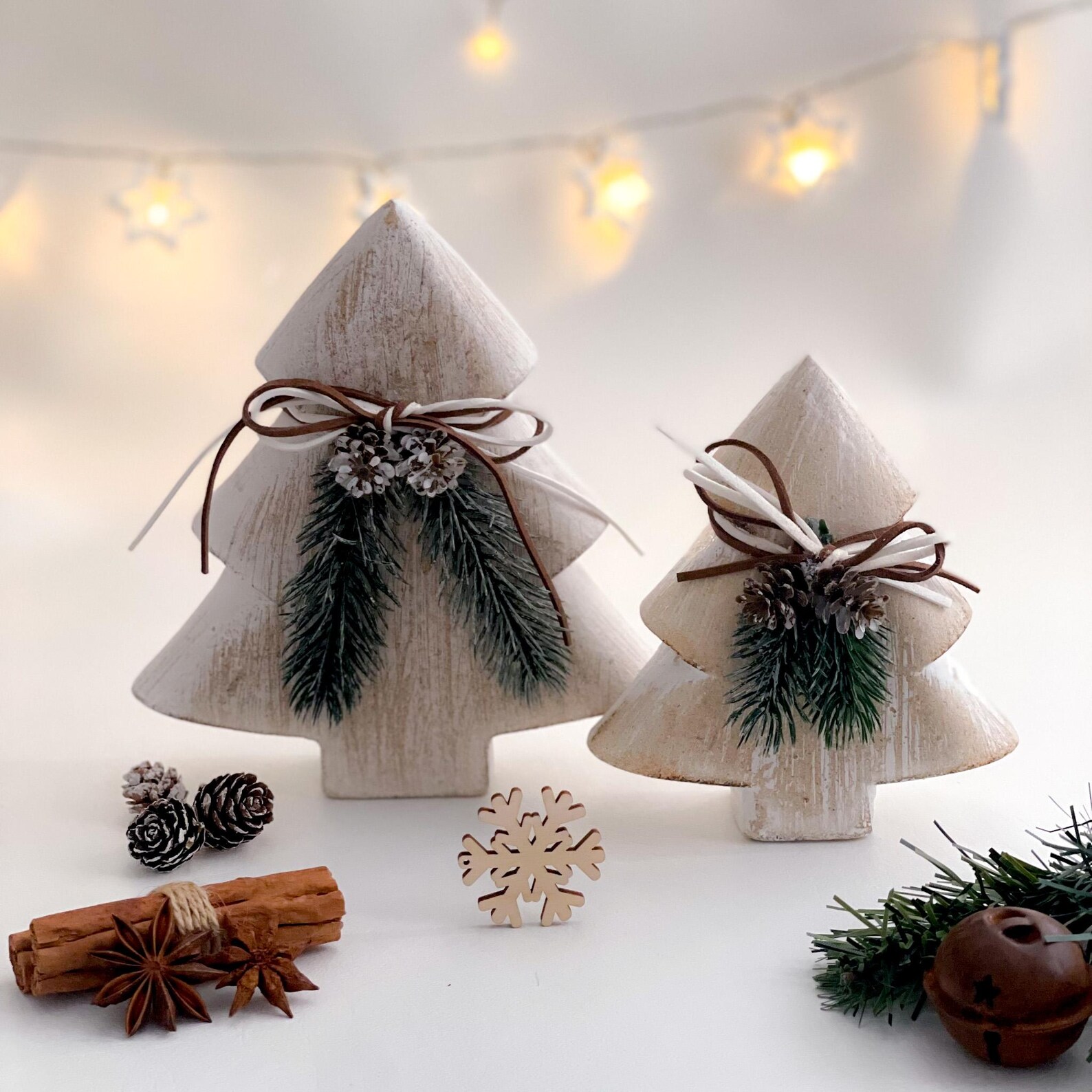 Whitewash Pine MDF Christmas Tree Set. Christmas Tree Decoration. Set ...
