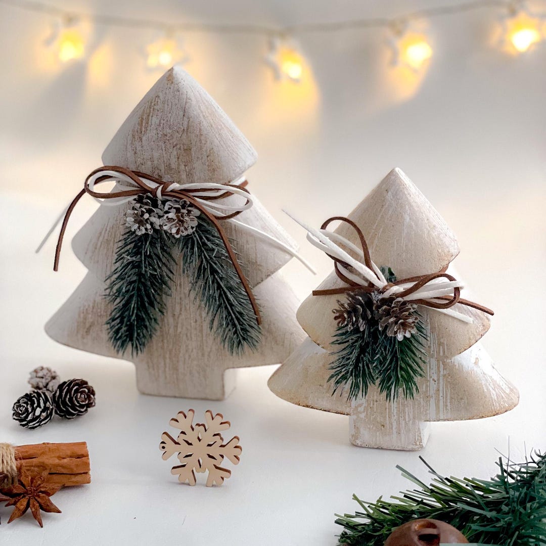 Whitewash Pine MDF Christmas Tree Set. Christmas Tree Decoration. Set ...
