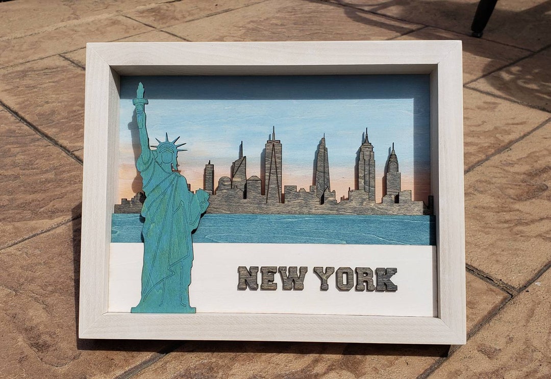 New York City 3D Shadow Box Scene | Laser Cut, Stained, Painted | 11.5 ...