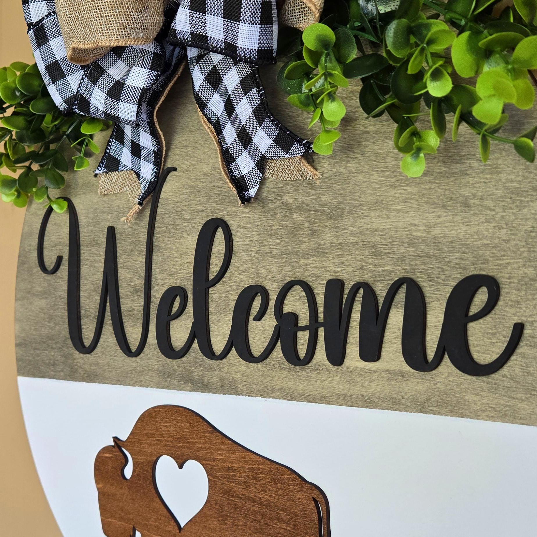 Buffalo Welcome Sign | Laser Cut, Stained, Painted | 16" X 16"x .375 ...