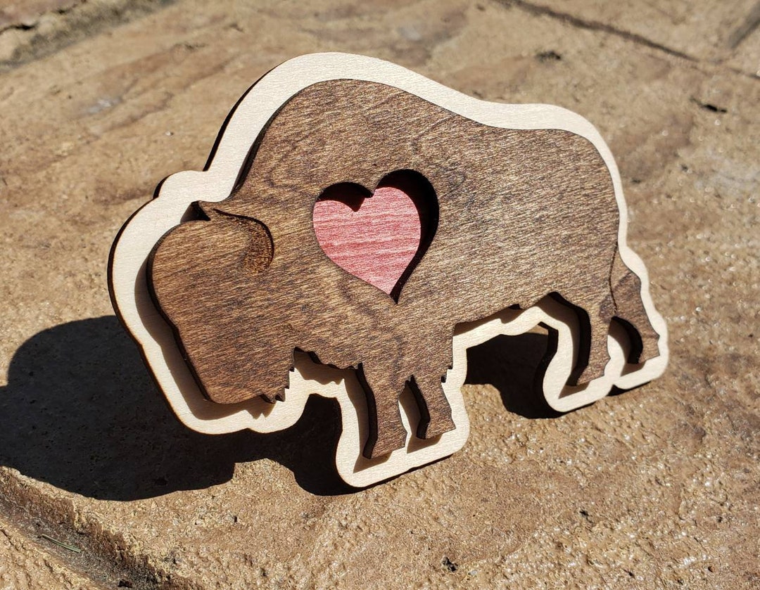 Engraved Wooden Buffalo Heart Magnets. Hand Crafted and Laser Engraved ...