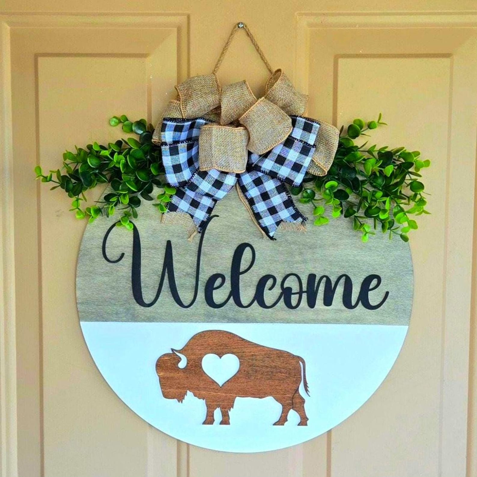 Buffalo Welcome Sign | Laser Cut, Stained, Painted | 16" X 16"x .375 ...