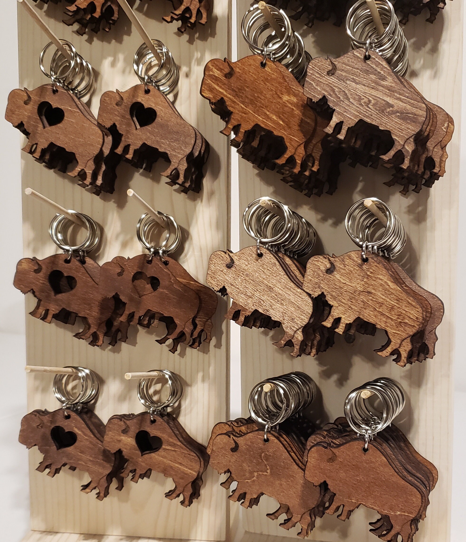Stained Wood Buffalo Key Chain With Heart Cutout Option. Made From 1/4 ...