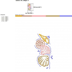 Seashells Embroidery Design, Machine Embroidery Colorful Shells, Marine ...