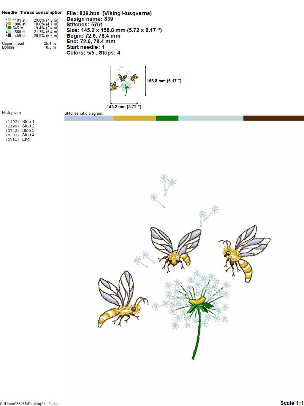 Bee Embroidery Design Machine Embroidery Flowers and Bees - Etsy