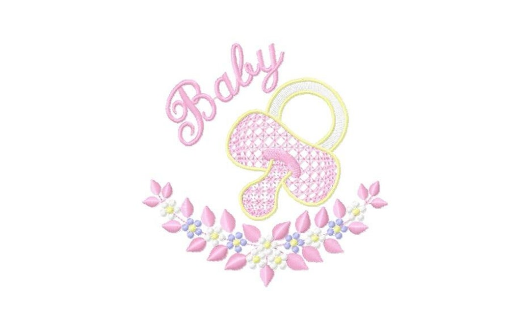 Baby Pacifier Embroidery Design, Baby Embroidery for Newborns ...