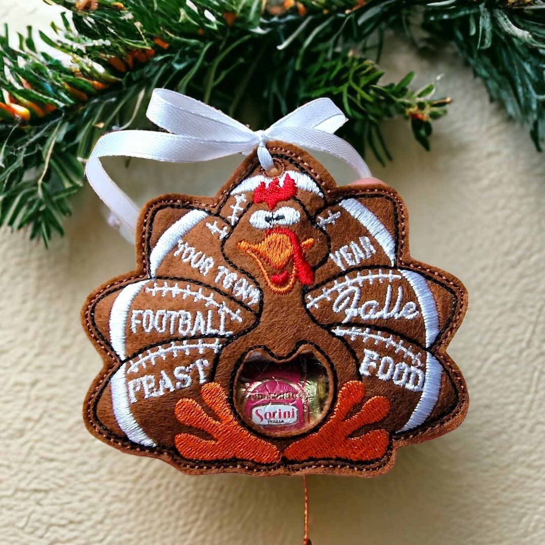 Football Player Thanksgiving Turkey - Treat Bag in the Hoop - Machine ...