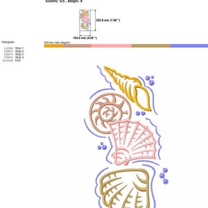 Seashells Embroidery Design, Machine Embroidery Colorful Shells, Marine ...