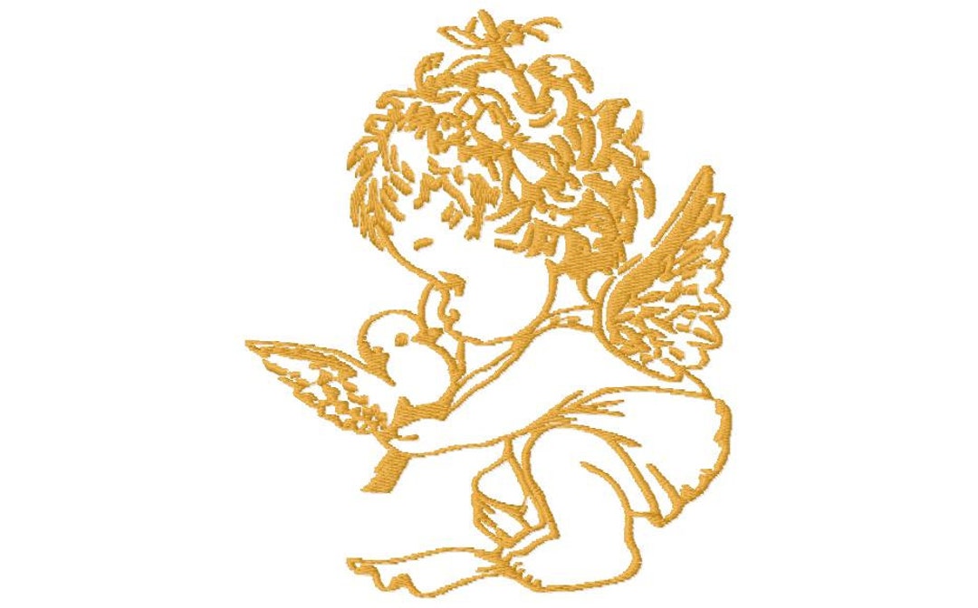 Little Angel, Angel With a Bird, Baby With a Dove Machine Embroidery ...