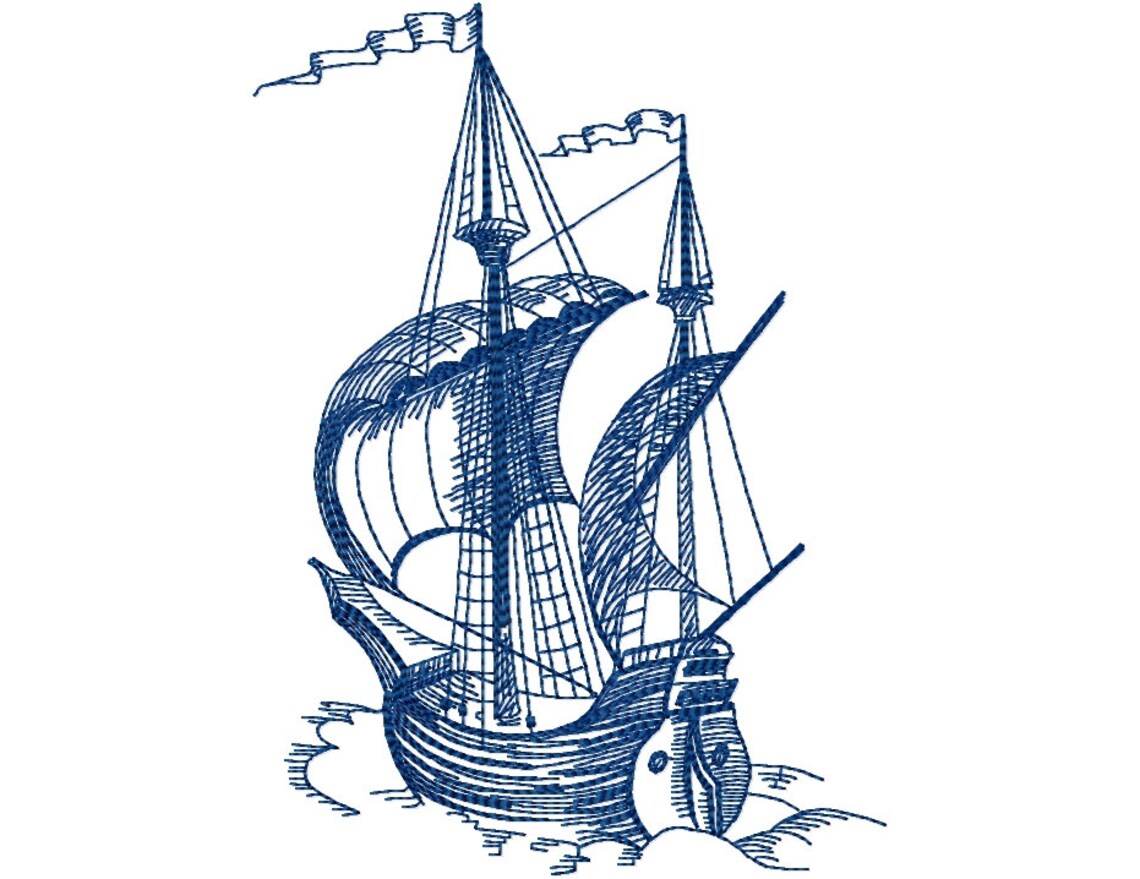 Royal Galleon - Sailing Ship - Machine Embroidery Design, Pirate Ship ...