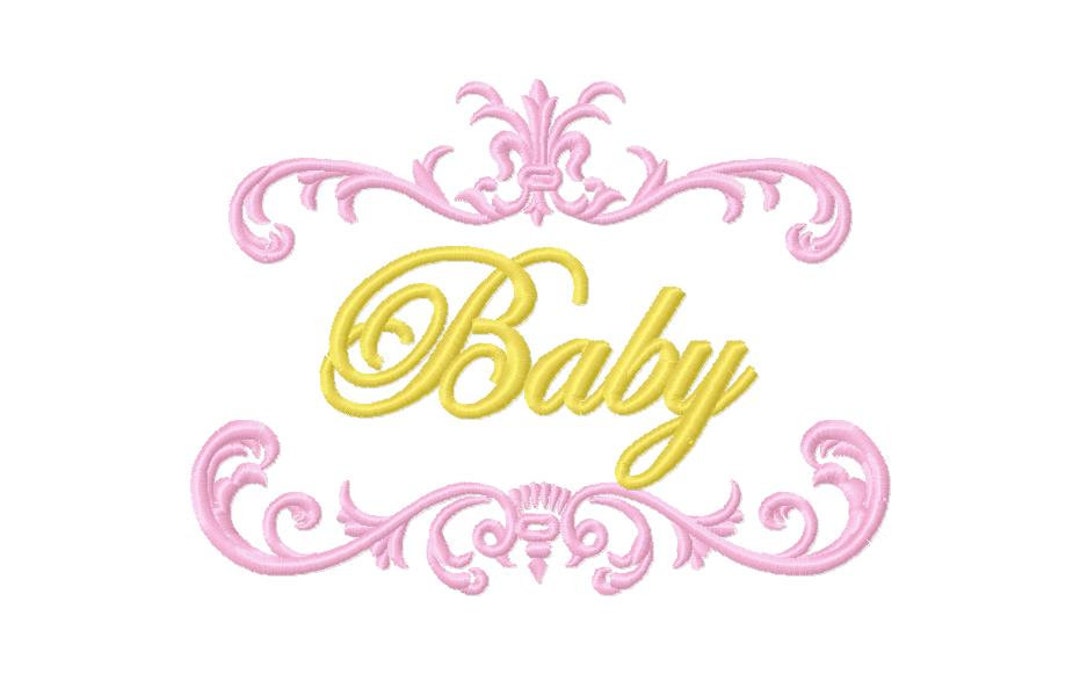 Vintage Monogram Frame With "baby" Lettering - Machine Embroidery ...