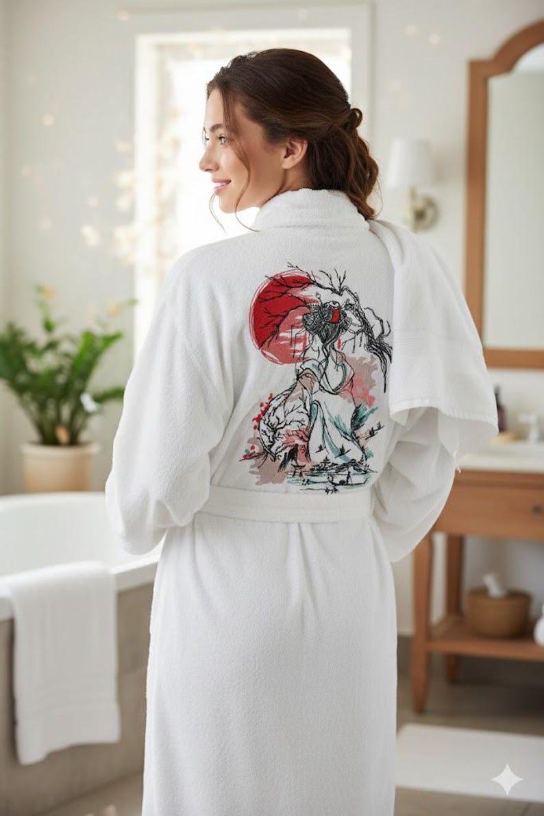 Beautiful Japanese Geisha Girl - Machine Embroidery Design - Etsy