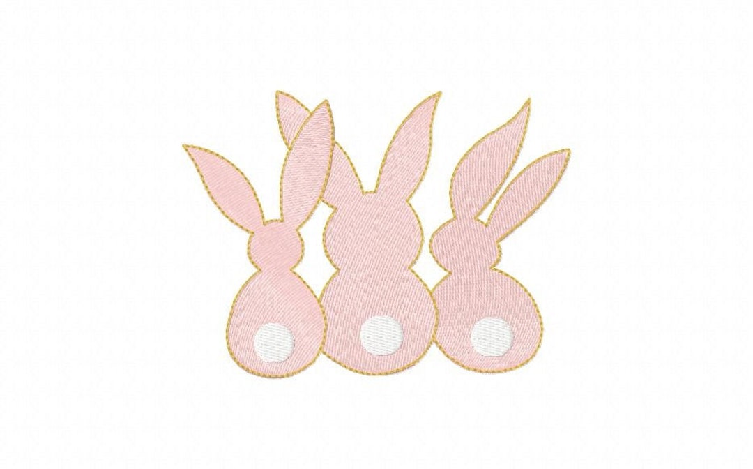 Pink Bunnies - Machine Embroidery Design. Three Holiday Bunnies - Etsy