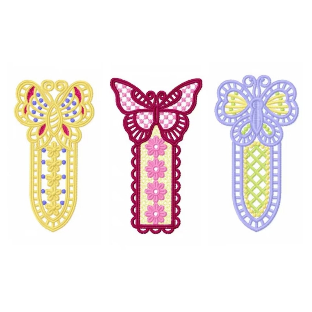 FSL Bookmarks With Butterflies, Freestanding Lace-machine Embroidery Bookmarks for Books ...
