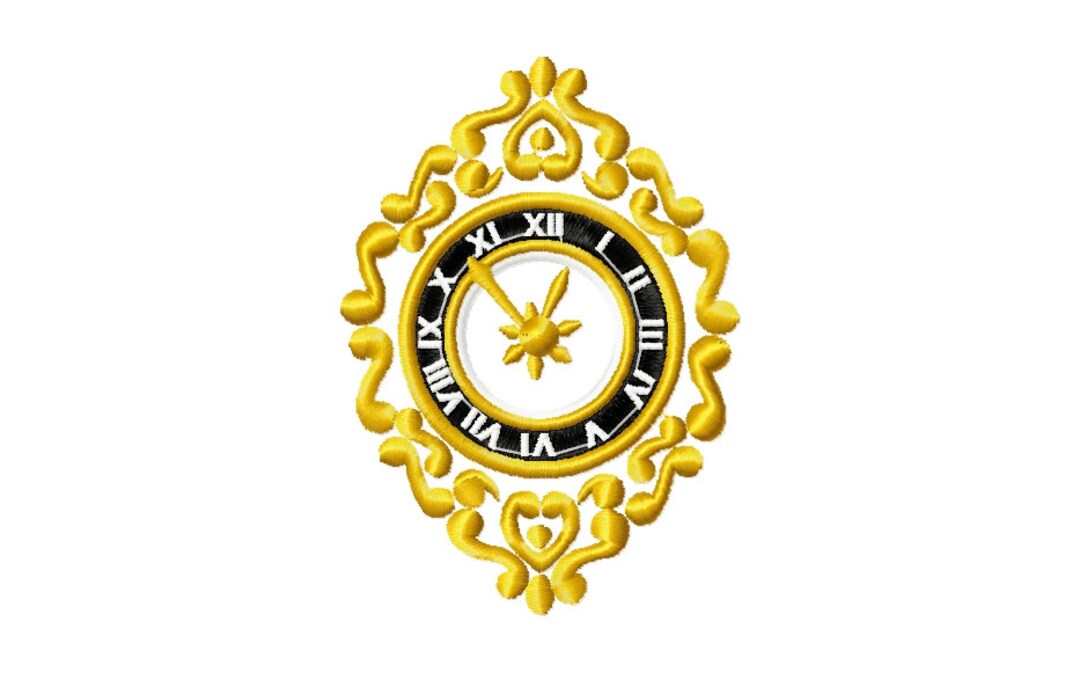 Watch Dial With Gold Swirls - Machine Embroidery Design. - Etsy