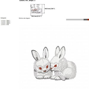 Hare Embroidery Design, Rabbit Machine Embroidery, Bunny Pattern, Two ...