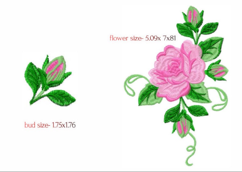 Roses Embroidery Design Pink Roses Embroidery File Flower - Etsy