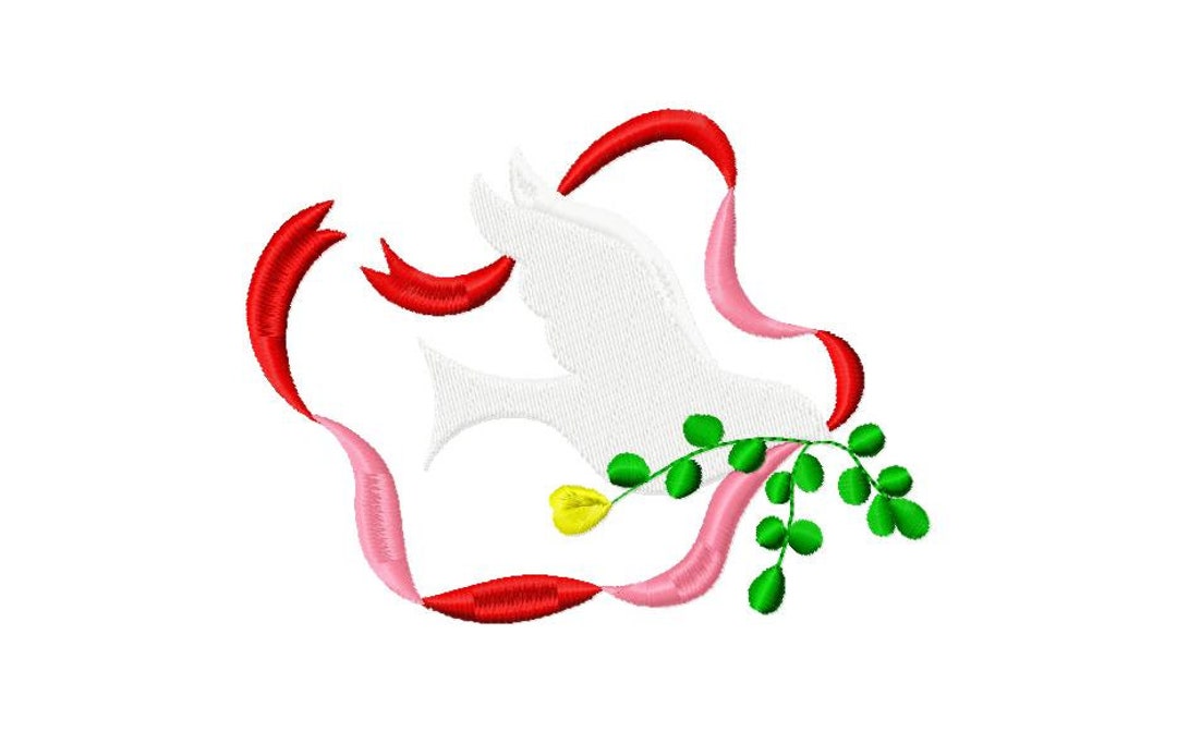 Peace Dove With Ribbon and Olive Branch Machine Embroidery Design ...