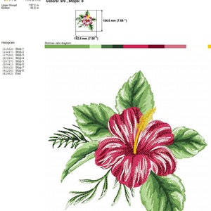 Hibiscus, Tropical Flower - Machine Embroidery Design, Hawaiian Flower ...