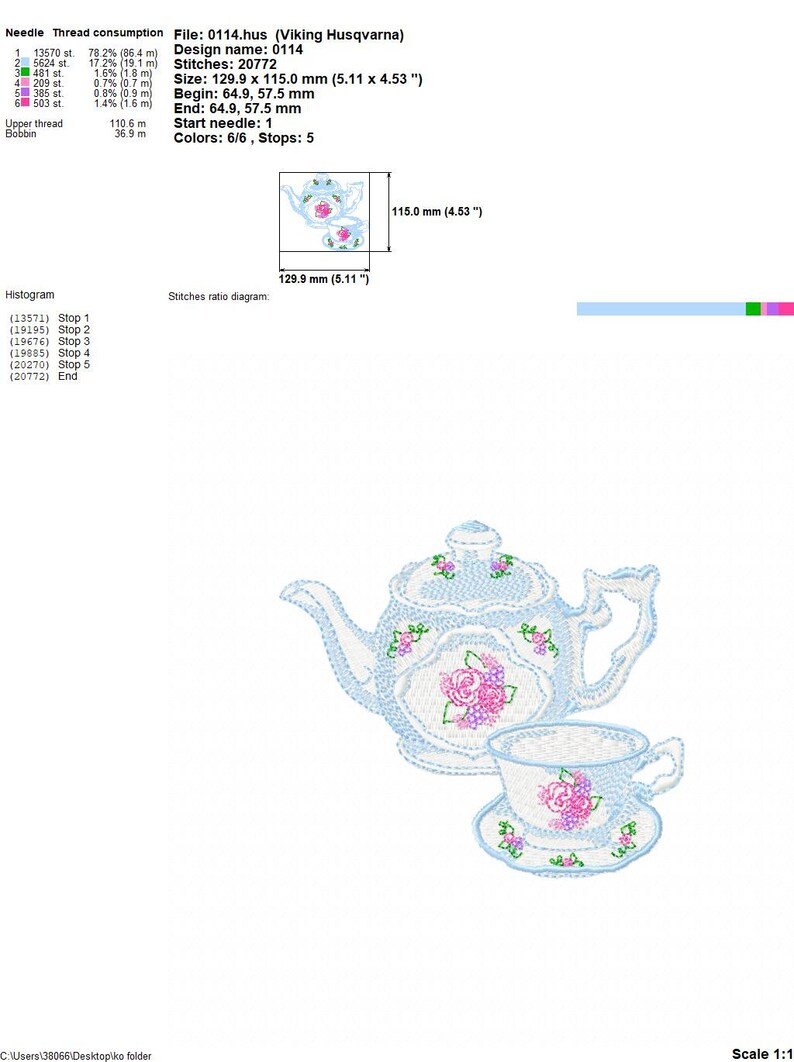 Tea Set Embroidery Teapot and Cup Design Teapot Machine - Etsy