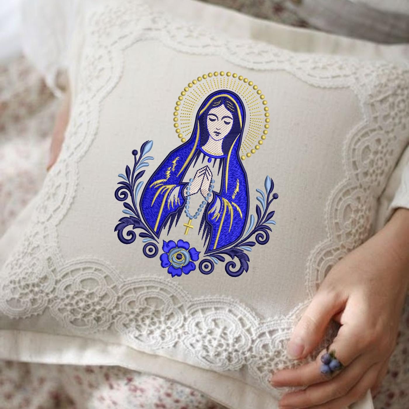 Virgin Mary Machine Embroidery Design | Holy Mother | Saint Mary With ...