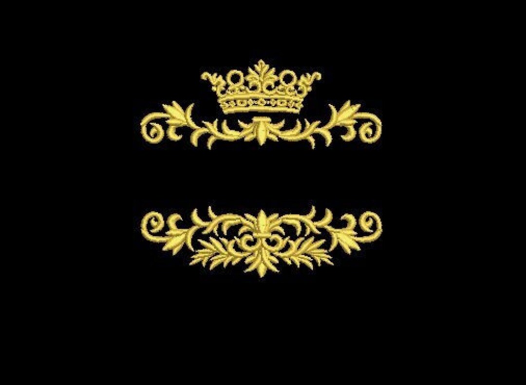 Vintage Monogram Frame With Crown - Machine Embroidery Design, Gold ...