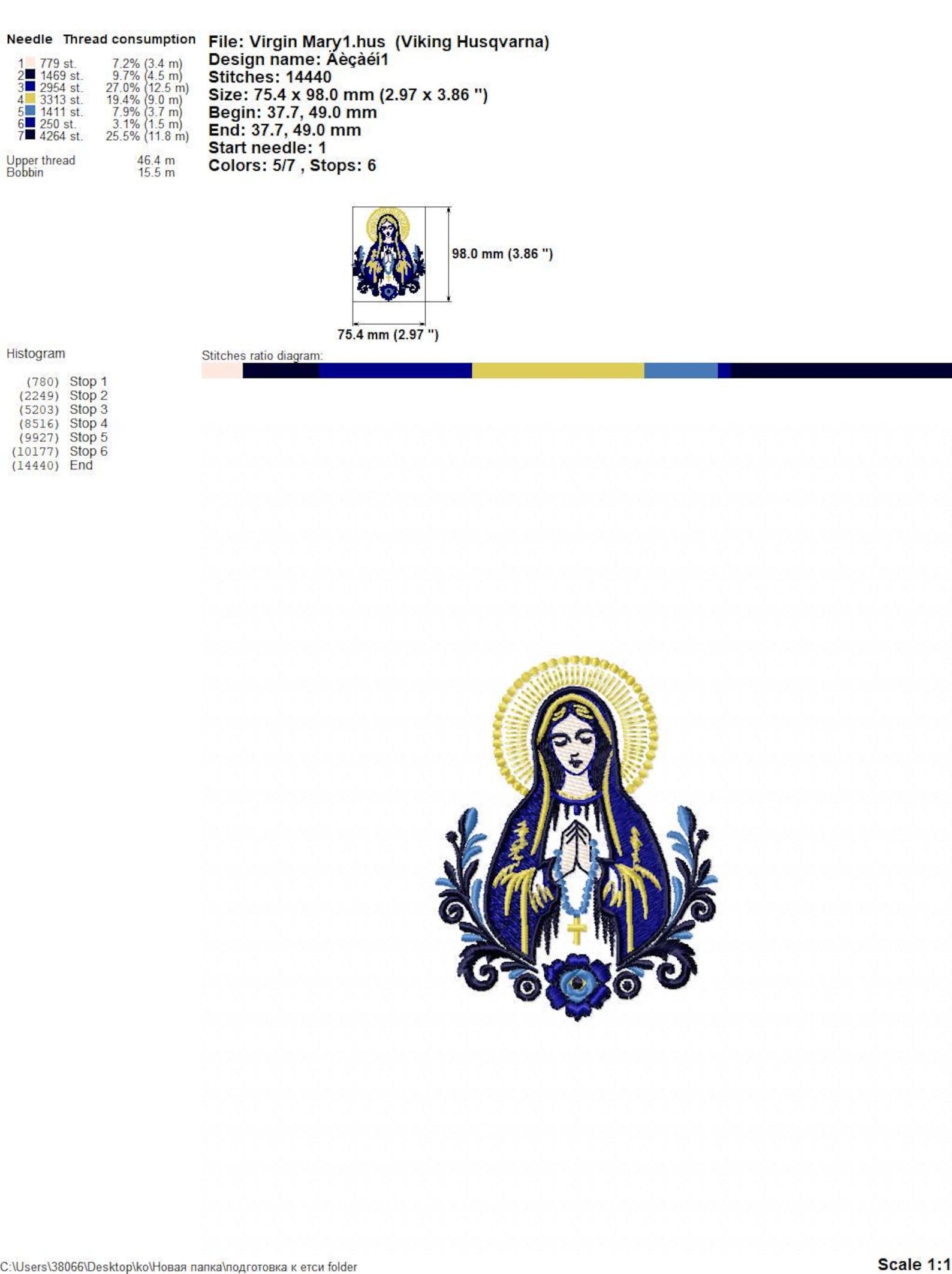 Virgin Mary Machine Embroidery Design | Holy Mother | Saint Mary With ...