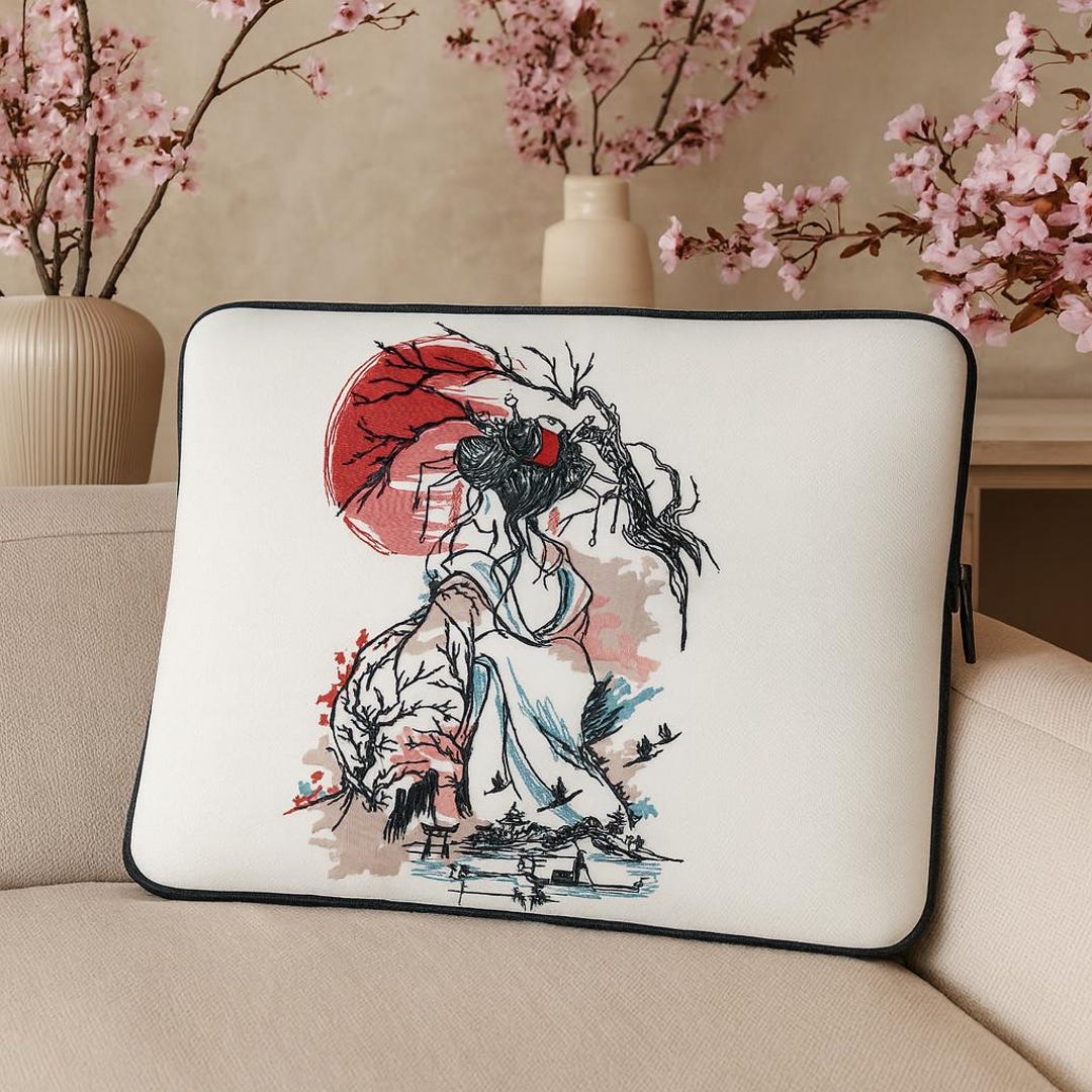 Beautiful Japanese Geisha Girl - Machine Embroidery Design - Etsy