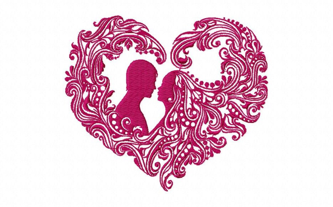 Couple in Love-heart, Machine Embroidery, File Newlyweds, Digital File ...