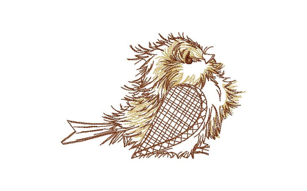 Sparrow Machine Embroidery Design, Ruffled Sparrow, Urban Bird, Bird ...