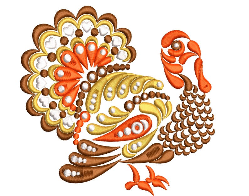 Thanksgiving Turkey Machine Embroidery Design, Colorful Beautiful ...