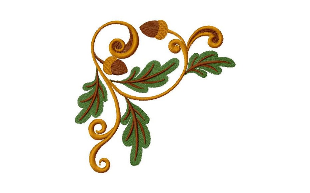 Autumn Acorns on a Branch With Monograms - Machine Embroidery Design - Etsy