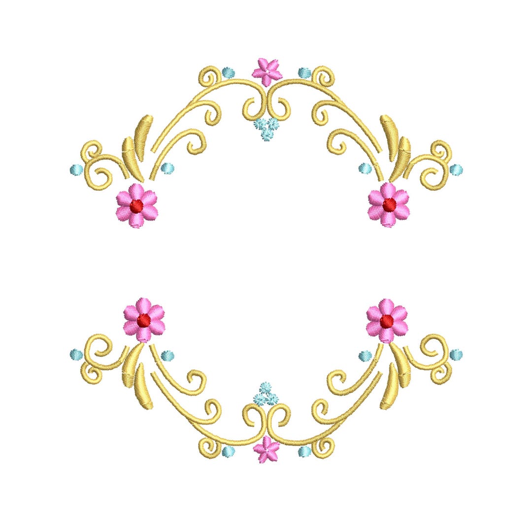 Floral Embroidery Frame Design – Elegant Machine Embroidery Pattern ...