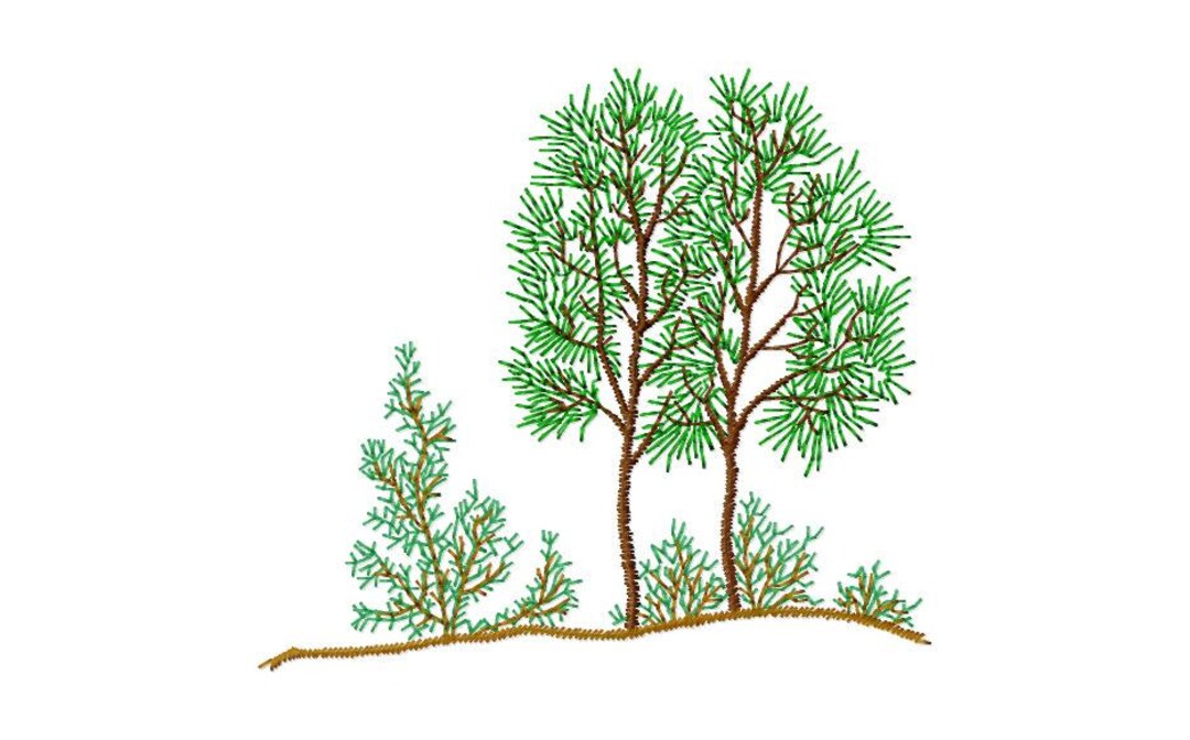 Pine, Tree Embroidery Design, Machine Embroidery Trees, Forest Glade ...