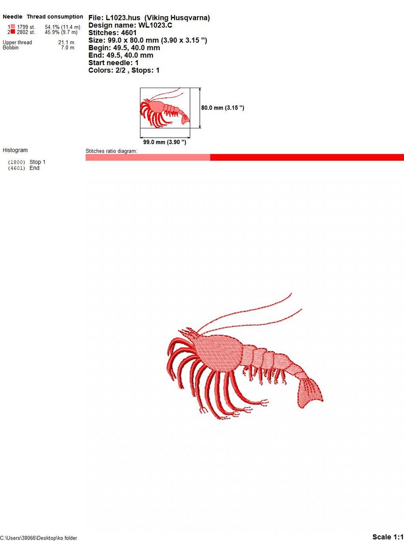 Sea Shrimp Embroidery Design, Ocean Animal Pattern (PES JEF) - Etsy ...