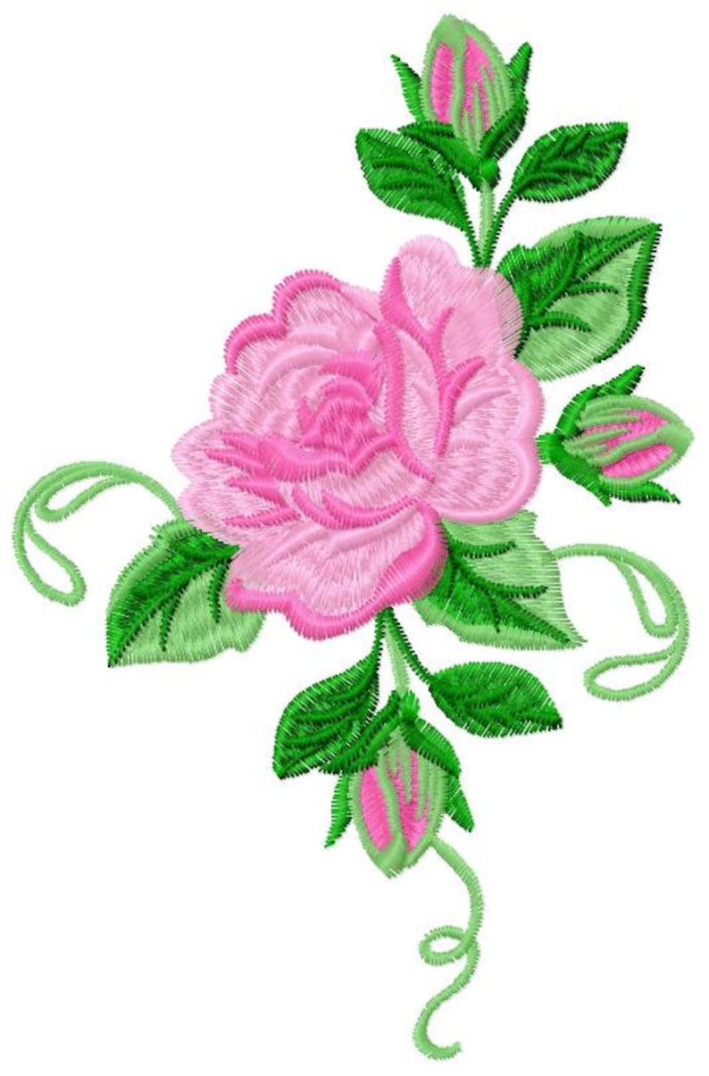 Roses Embroidery Design Pink Roses Embroidery File Flower - Etsy