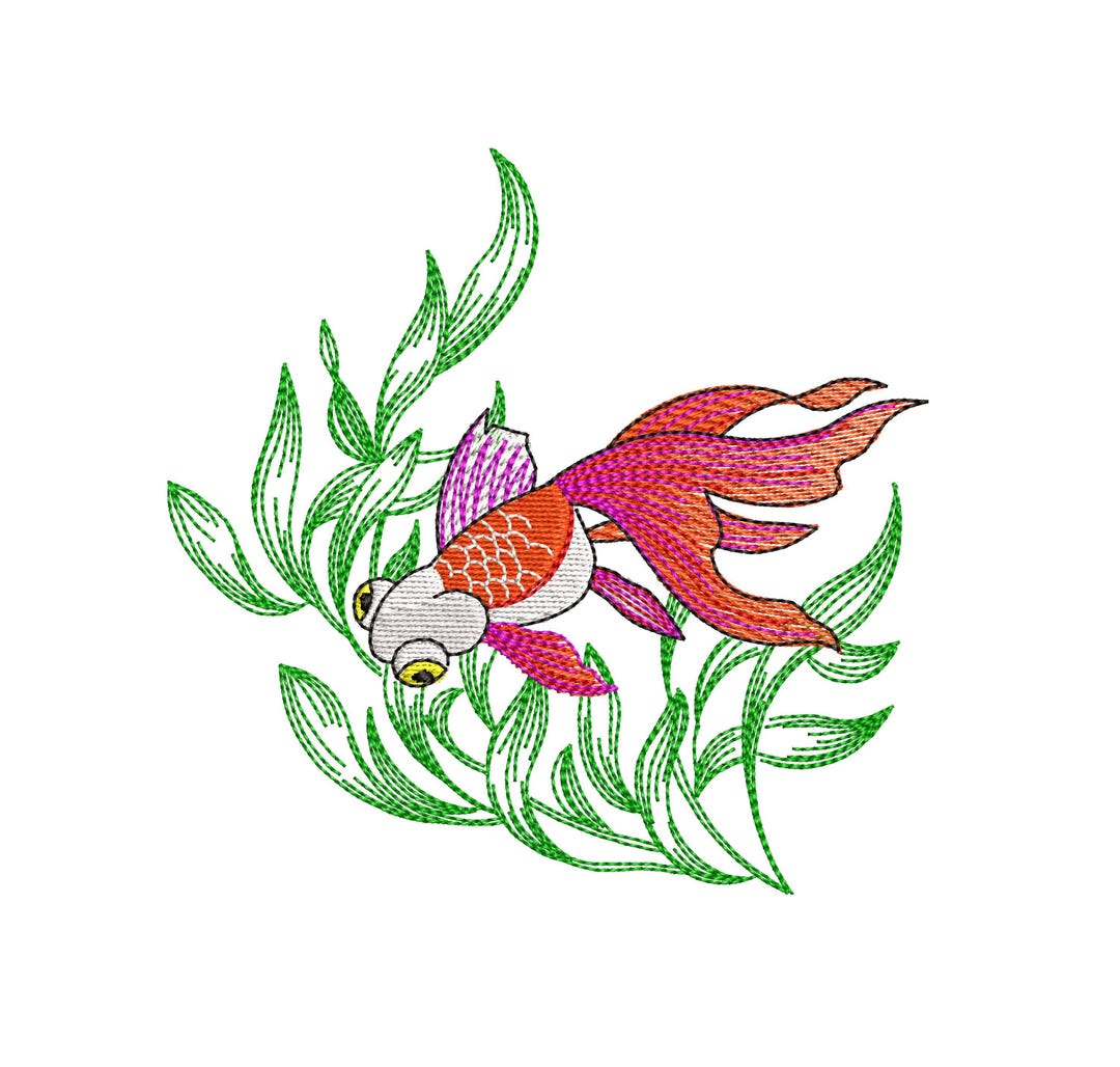 Tropical Fish Embroidery Design | Goldfish Machine Embroidery File ...
