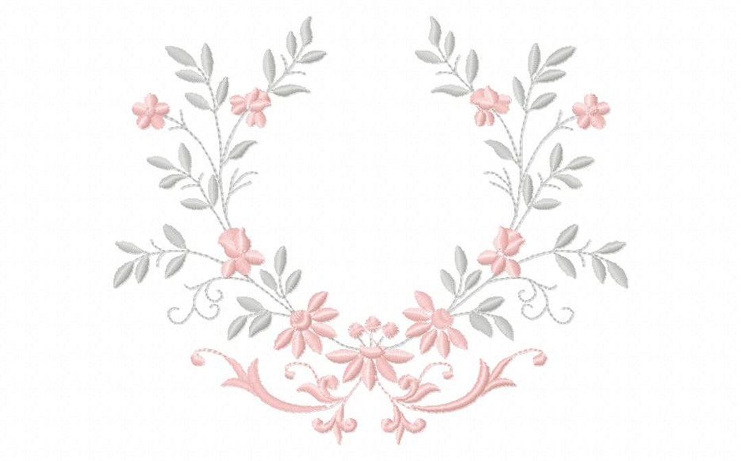 Monogram Frame Embroidery Design Flower Embroidery Design - Etsy