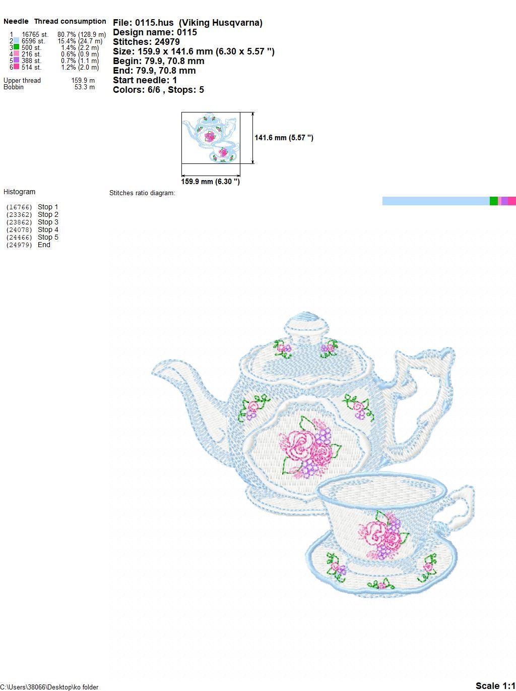 Tea Set Embroidery Teapot and Cup Design Teapot Machine - Etsy