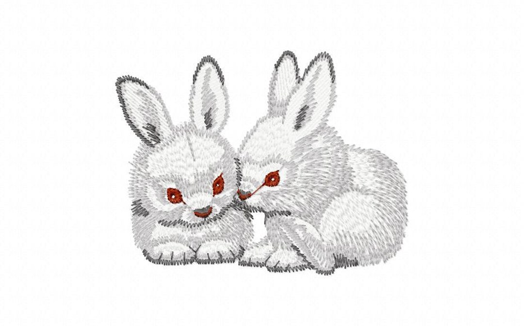 Hare Embroidery Design, Rabbit Machine Embroidery, Bunny Pattern, Two ...
