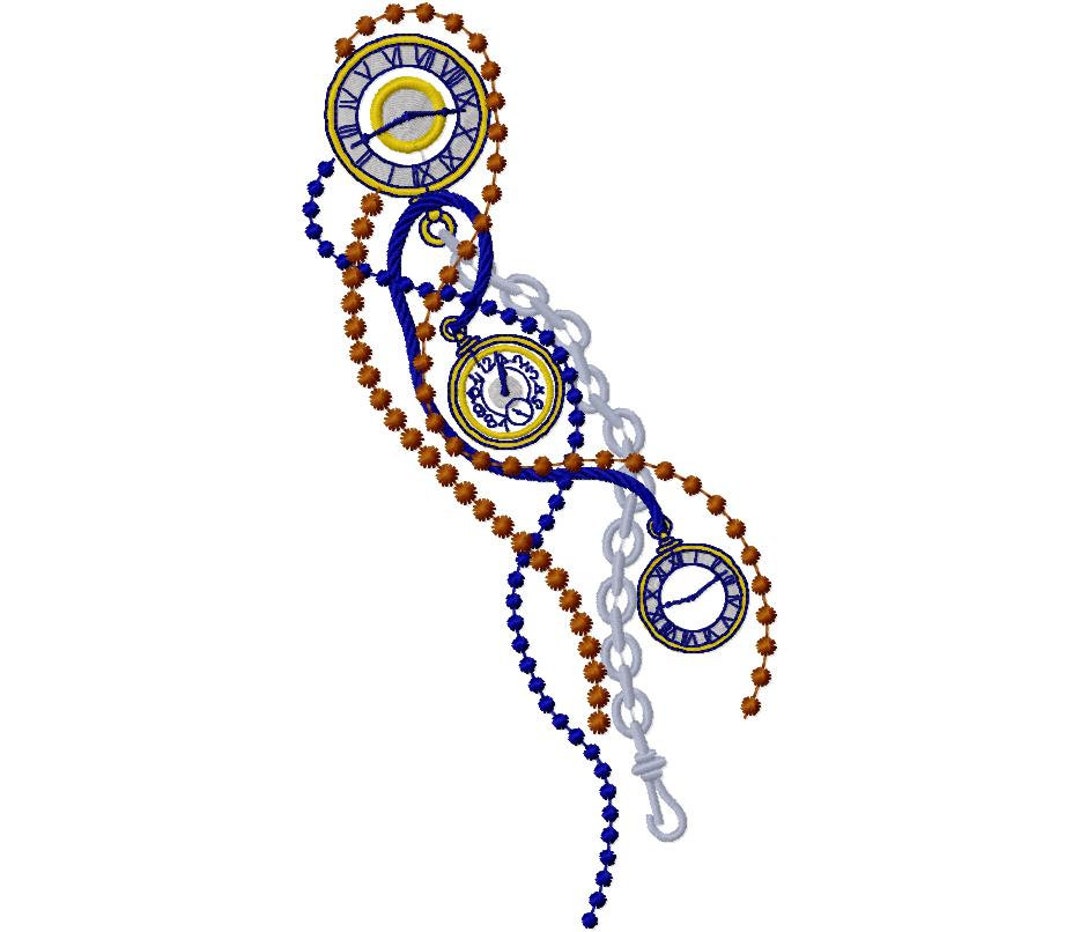 Clock Machine Embroidery Design , Pocket Watch on Chain,chronometer ...